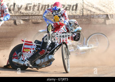 Heat 9: Webster (white), Hopwood (falling), Mason (red) and Sarjeant ...
