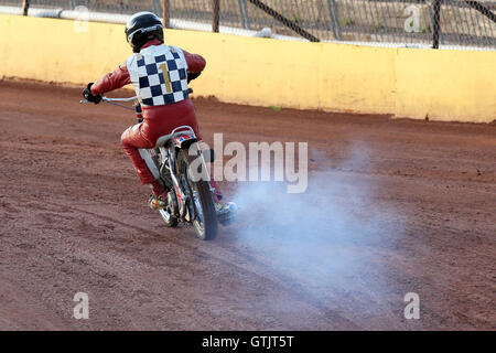 Hackney speedway legend Barry Thomas prepares his bike - Hackney Stock ...