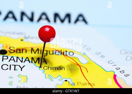 Chiman, Panama pin on map Stock Photo - Alamy