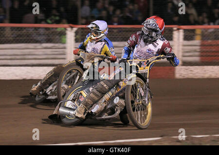 Heat 14: Kim Nilsson (red), Rob Mear (blue), Jason Doyle (white) and ...