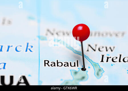 Rabaul pinned on a map of Papua New Guinea Stock Photo - Alamy