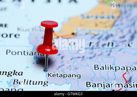 Ketapang pinned on a map of Indonesia Stock Photo - Alamy