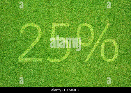 Percent icon on green grass texture and background Stock Photo - Alamy