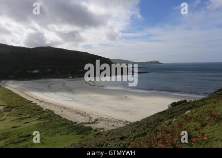 Elevated view of Calgary Bay beach Isle of Mull Scotland September 2016 ...