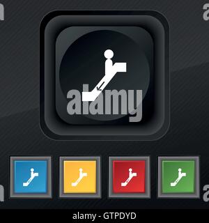 escalator with person icon, black vector sign with editable strokes, concept illustration Stock ...