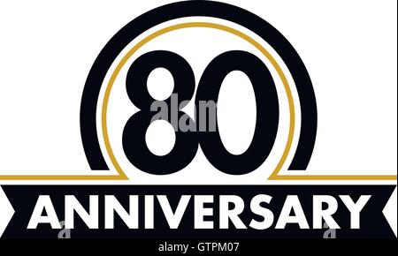 Isolated abstract black 80th anniversary logo on white background. 80 ...