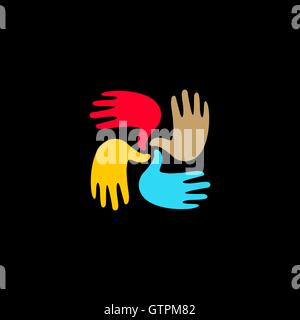 Isolated vector hands logo. Orphanage emblem. Family sign. Children ...