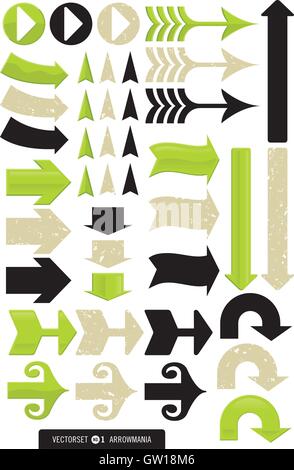 Green wide vector arrow, straight and tilted view. Templates for ...
