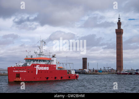 Survey vessel Fugro Frontier in Grimsby Royal Dock during the Hornsea ...