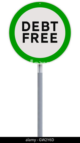 Debt Free Sign on white paper. Man Hand Holding Paper with text ...
