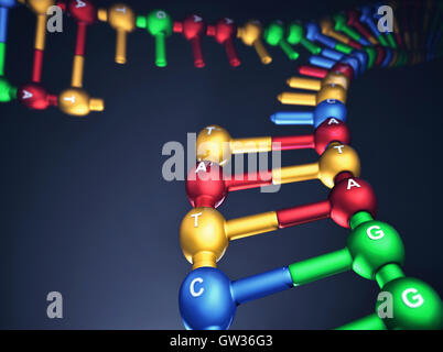 DNA replication, illustration. Strand of DNA (deoxyribonucleic acid ...