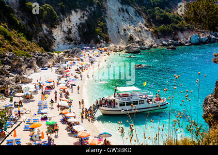 Lefkada island, Agiofilli beach, Greece - August 29 2016: Summer ...
