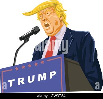 President podium with microphone on stage design for US Presidential ...