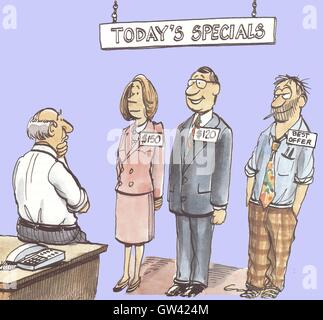 Business cartoon about job search. The job candidate has some Stock ...