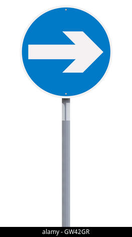 one way turn right road sign Stock Photo - Alamy