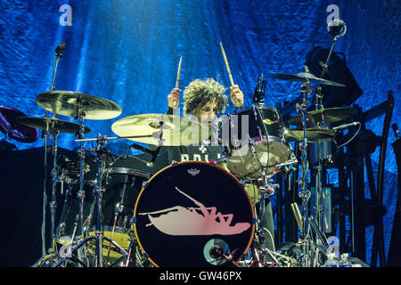 Papa Roach drummer Tony Palermo, performs on stage at the Molson ...