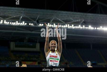 Vanessa Low of Germany celebrates the gold medal in the Women`s Long ...