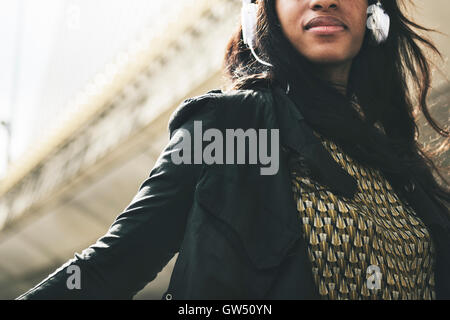 Audio African Descent Music Listening Headphone Concept Stock Photo - Alamy