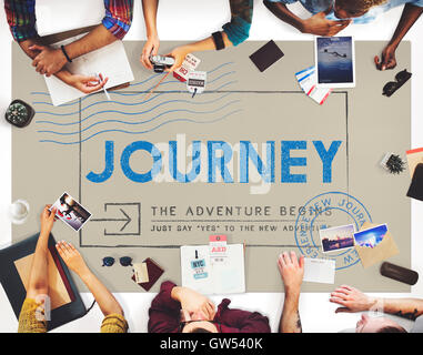 Journey Adventure Post Stamp Travel Concept Stock Photo - Alamy