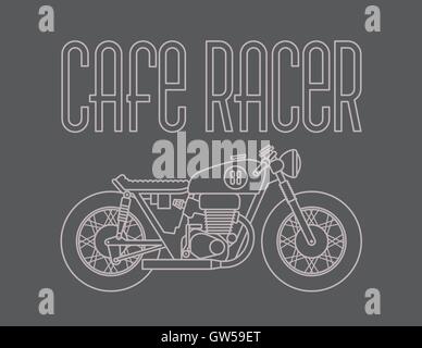 Cafe racer motorcycle bike outline vector illustration Stock Vector ...