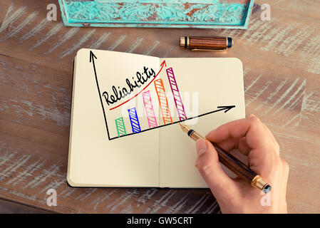 Business woman drawing a colourful RELIABILITY graph Stock Photo - Alamy