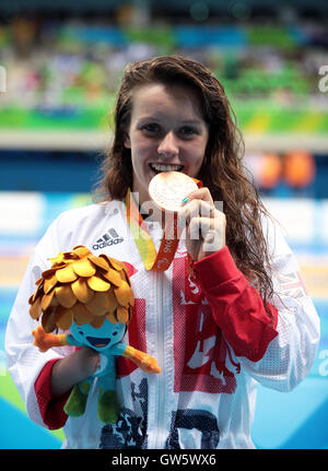 Great Britain's Amy Marren celebrates a bronze medal following the ...
