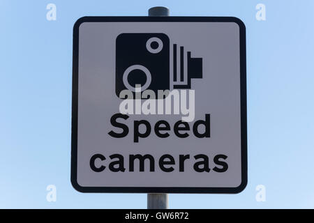 Speed and camera warning sign on the A635 Holmfirth Road, Greenfield ...