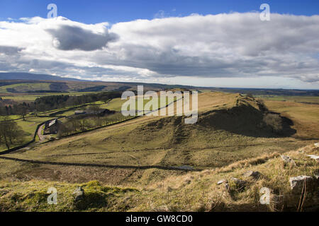 Looking west from Turret 44B, Walltown, Hadrian's Wall, Northumberland ...