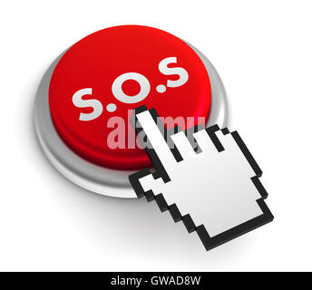 computer button with sign sos key Stock Photo - Alamy