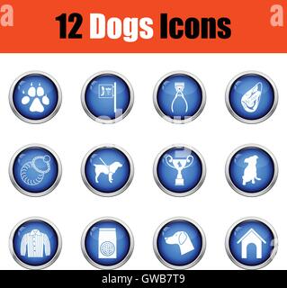 Set of dog breeding icons. Glossy button design. Vector illustration ...