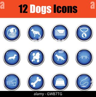 Set of dog breeding icons. Glossy button design. Vector illustration ...