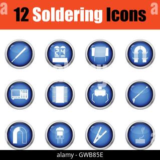 Set of twelve soldering icons. Glossy button design. Vector ...
