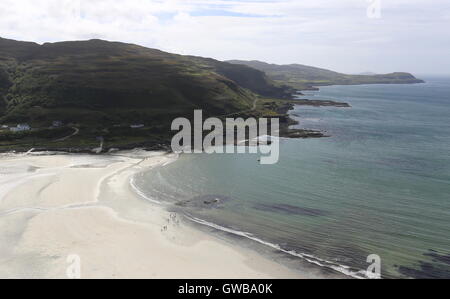 Elevated view of Calgary Bay beach Isle of Mull Scotland September 2016 ...