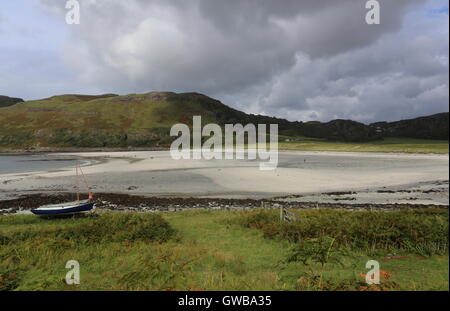 Elevated view of Calgary Bay beach Isle of Mull Scotland September 2016 ...