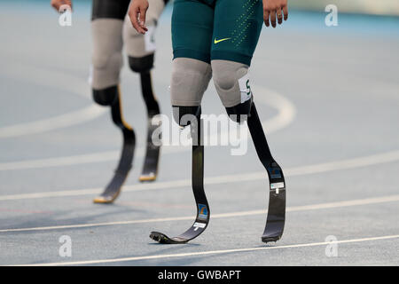 General view of an athletes prosthetic running blade during the fifth ...