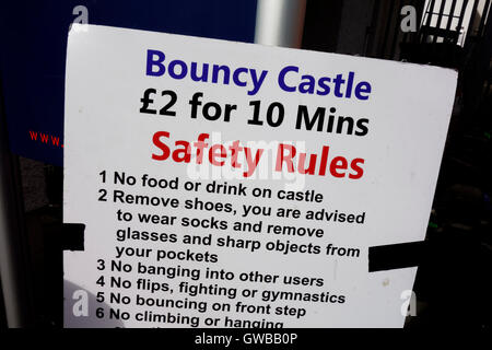 Bouncy Castle safety rules sign Stock Photo - Alamy