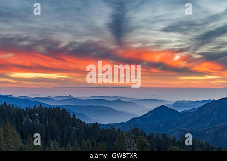 Sunset from Beetle Rock, Sequoia National Park, California Stock Photo ...