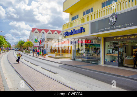 ORANJESTAD, ARUBA - NOVEMBER 05, 2015:Streets of Aruba Island, downtown ...