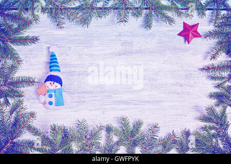 Frame of Christmas decoration on red background top view Stock Photo ...