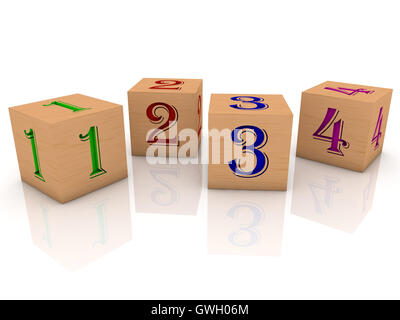 Cubes with numbers on wooden background Stock Photo - Alamy