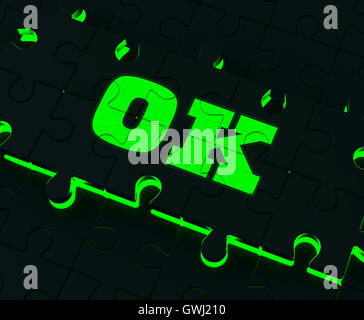 Ok Puzzle Shows Approved Correct Okay Or Passed Stock Photo - Alamy