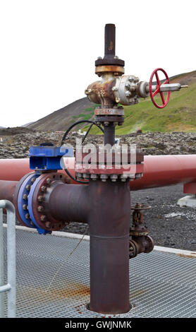 pump station at geothermal power plant at Krafla volcano in Iceland ...