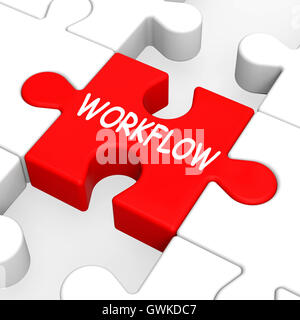Workflow Puzzle Shows Structure Process Flow Or Procedure Stock Photo ...