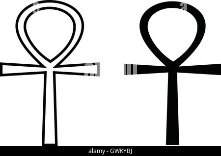 Ankh cross isolated outline vector icon, ancient Egyptian monochrome ...