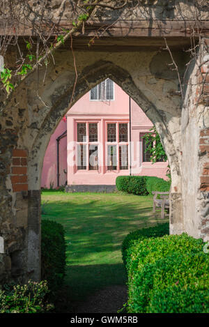 Clare Suffolk, medieval wall of Clare Priory in Suffolk, with detail of ...