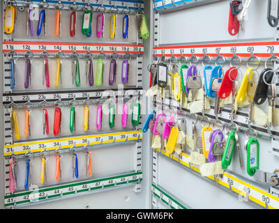Hotel reception room key box Stock Photo - Alamy