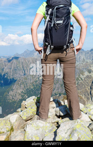 Woman looking at Carpathian mountain view, Ukraine Stock Photo - Alamy