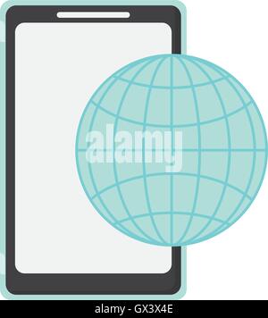 modern cellphone and earth globe diagram icon Stock Vector Image & Art ...