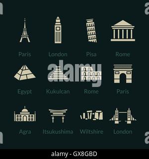 World landmarks outline icons set Stock Vector Image & Art - Alamy