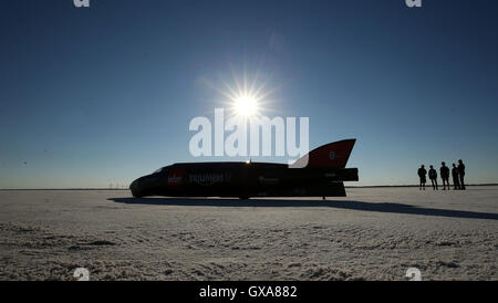 The Triumph Infor Rocket Streamliner sits on the salt flats at the ...